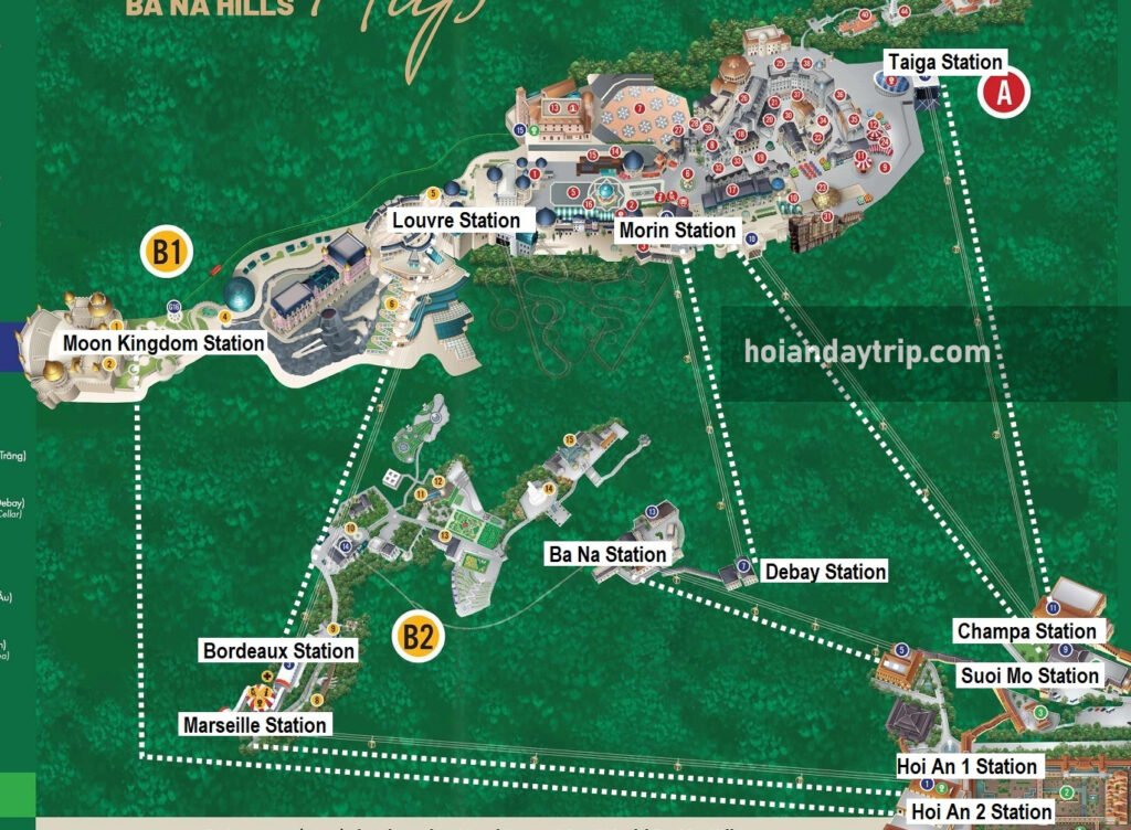 Ba Na Hills Tourist Map (English, Chinese, Korean, Thai, More)