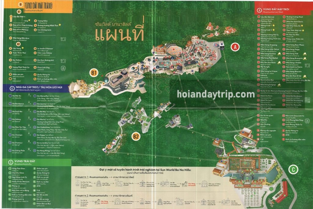 Ba Na Hills Tourist Map (English, Chinese, Korean, Thai, More)