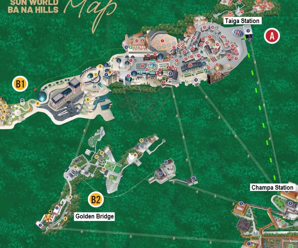 Ba Na Hills Tourist Map (English, Chinese, Korean, Thai, More)