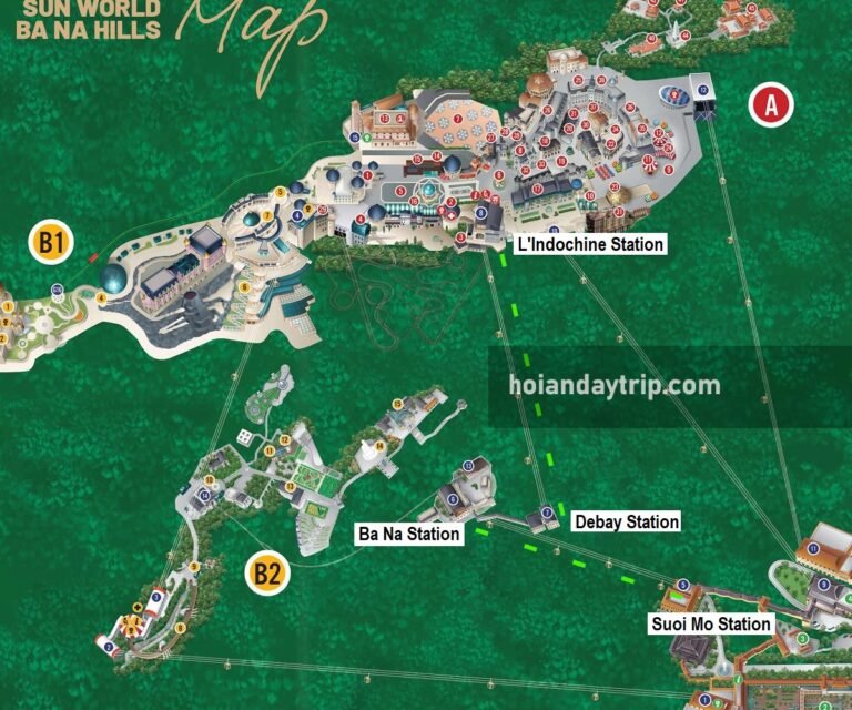 Ba Na Hills Tourist Map (English, Chinese, Korean, Thai, More)